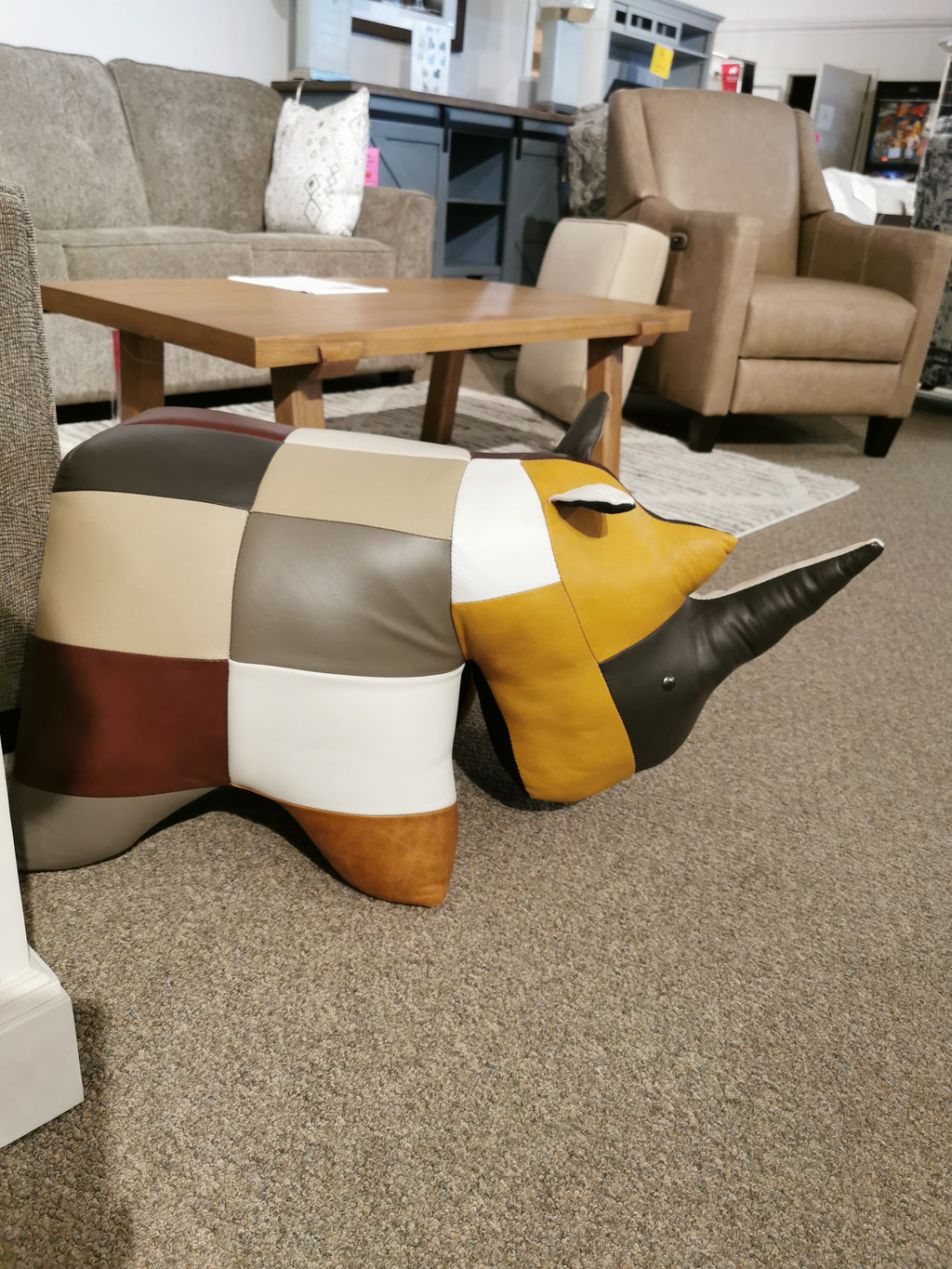 Reiner's Original Leather Animal Ottomans-- Rhino | Conway Furniture